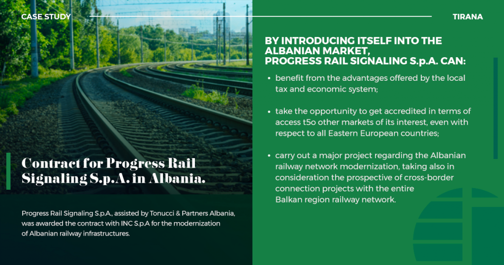 Contract for Progress Rail Signaling S.p.A. in Albania. - Tonucci & Partners